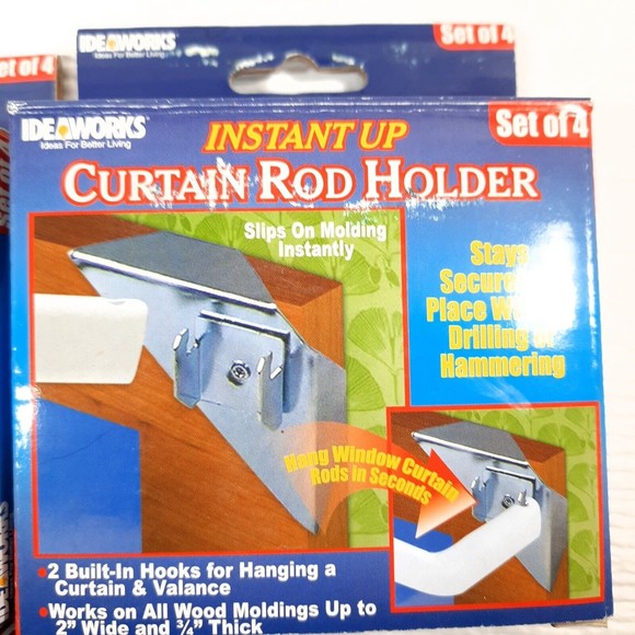 Other | Ideaworks Instant Up Curtain Rod Holders No Drill No Hammer Set ...